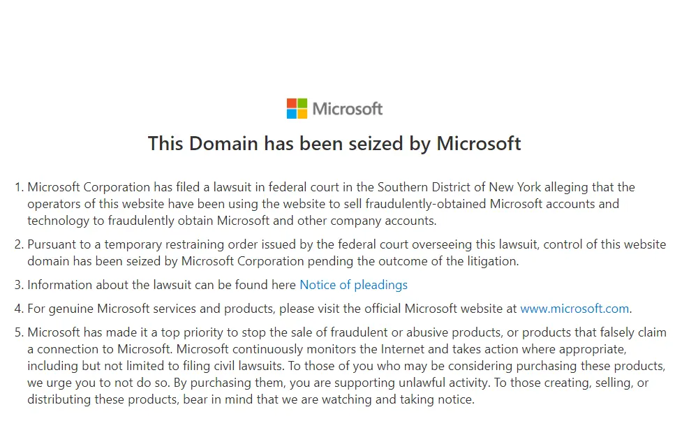 微软采取法律行动打击 Storm-1152 的网络犯罪网络，查封其域名 - 圈小蛙-圈小蛙